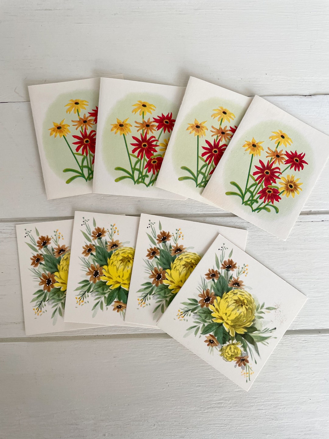 Set of 8 Vintage Bridge Cards Vintage Note Cards Small Floral Cards - Etsy