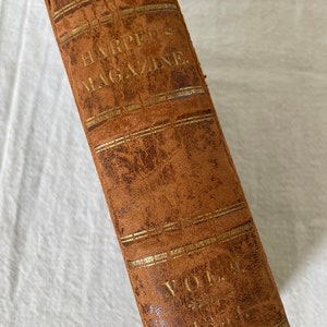 1854 Harper's Magazine - Antique Leather-bound Book - Marbled Vintage ...
