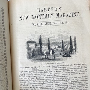 1854 Harper's Magazine - Antique Leather-bound Book - Marbled Vintage ...