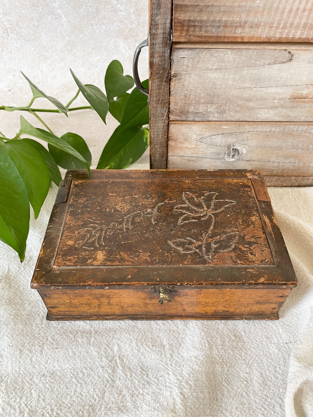 Handmade Mirrored Trinket Box: Carved Wooden Keepsake - Etsy