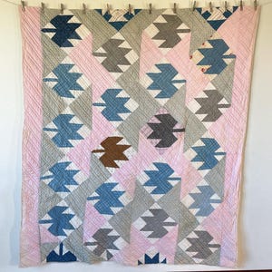 Vintage Maple Leaf Quilt: Hand-stitched Indigo Accent - Etsy