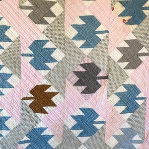 Vintage Maple Leaf Quilt: Hand-stitched Indigo Accent - Etsy