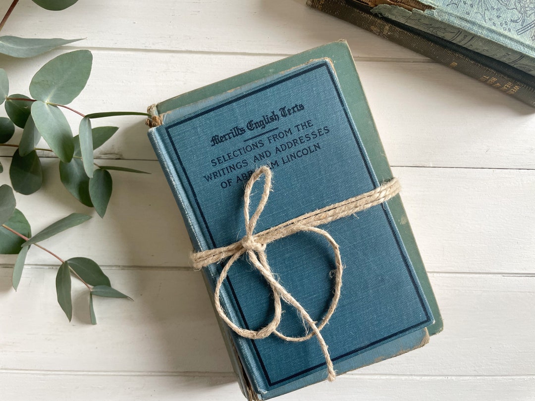 Vintage Book Stack Three Books on Abraham Lincoln Blue Book Stack ...