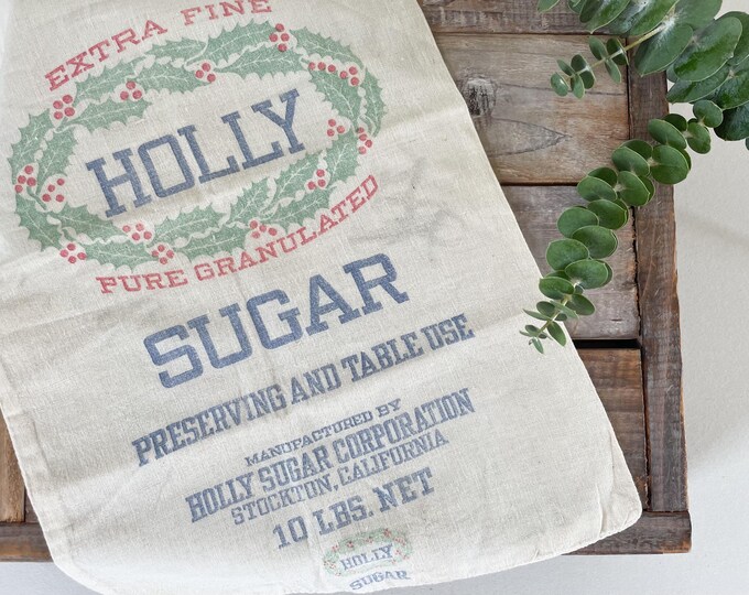 Vintage Holly Sugar Sack - Small Grain Sack - Vintage Sugar Bag ...