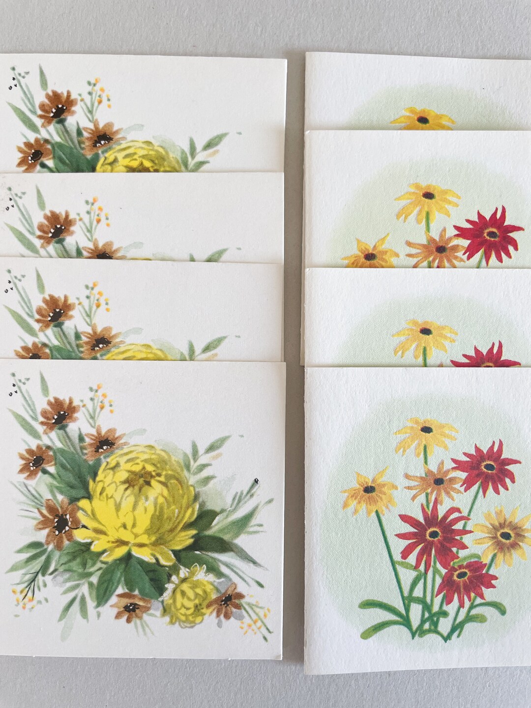 Set of 8 Vintage Bridge Cards - Vintage Note Cards - Small Floral Cards ...