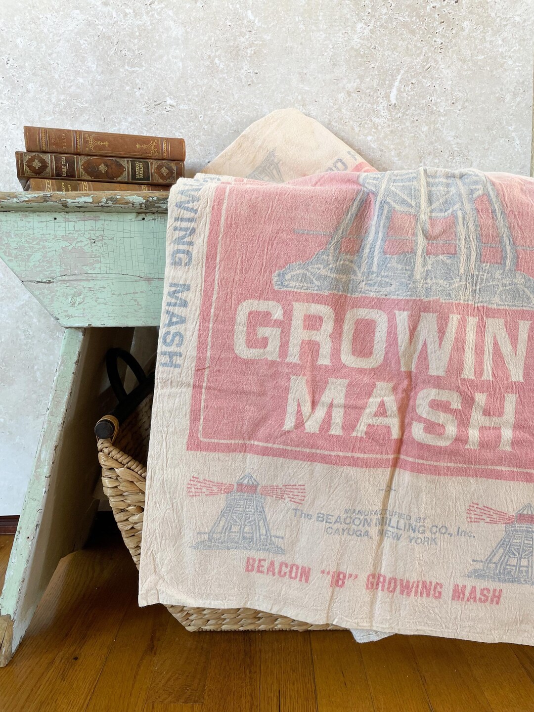 Authentic Feed Sack - Beacon Growing Mash Feedsack - Primitive ...