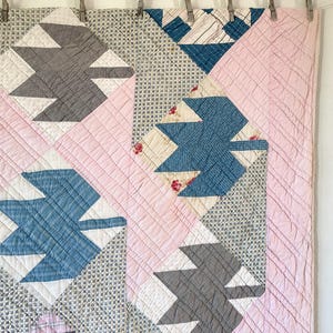 Vintage Maple Leaf Quilt: Hand-stitched Indigo Accent - Etsy