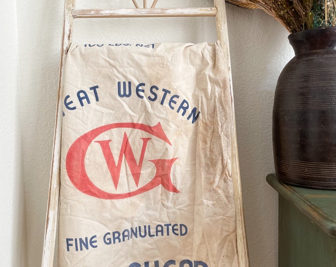 Authentic Vintage Sugar Sack - Great Western Sugar - Blue and Red Feed ...