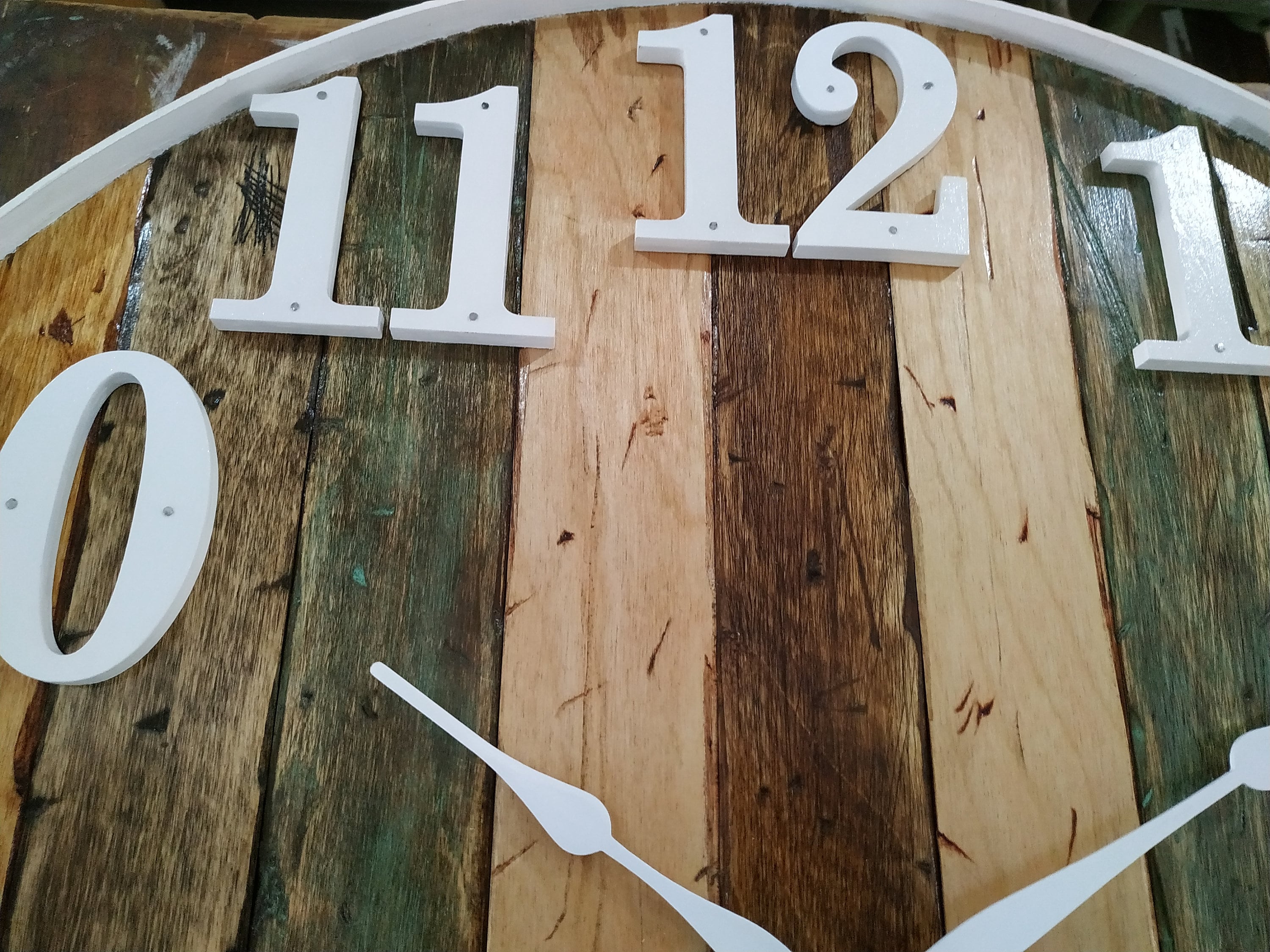 Orbit Clocks® Shiplap Farmhouse Wall Clock, American Crafted, White Rim ...