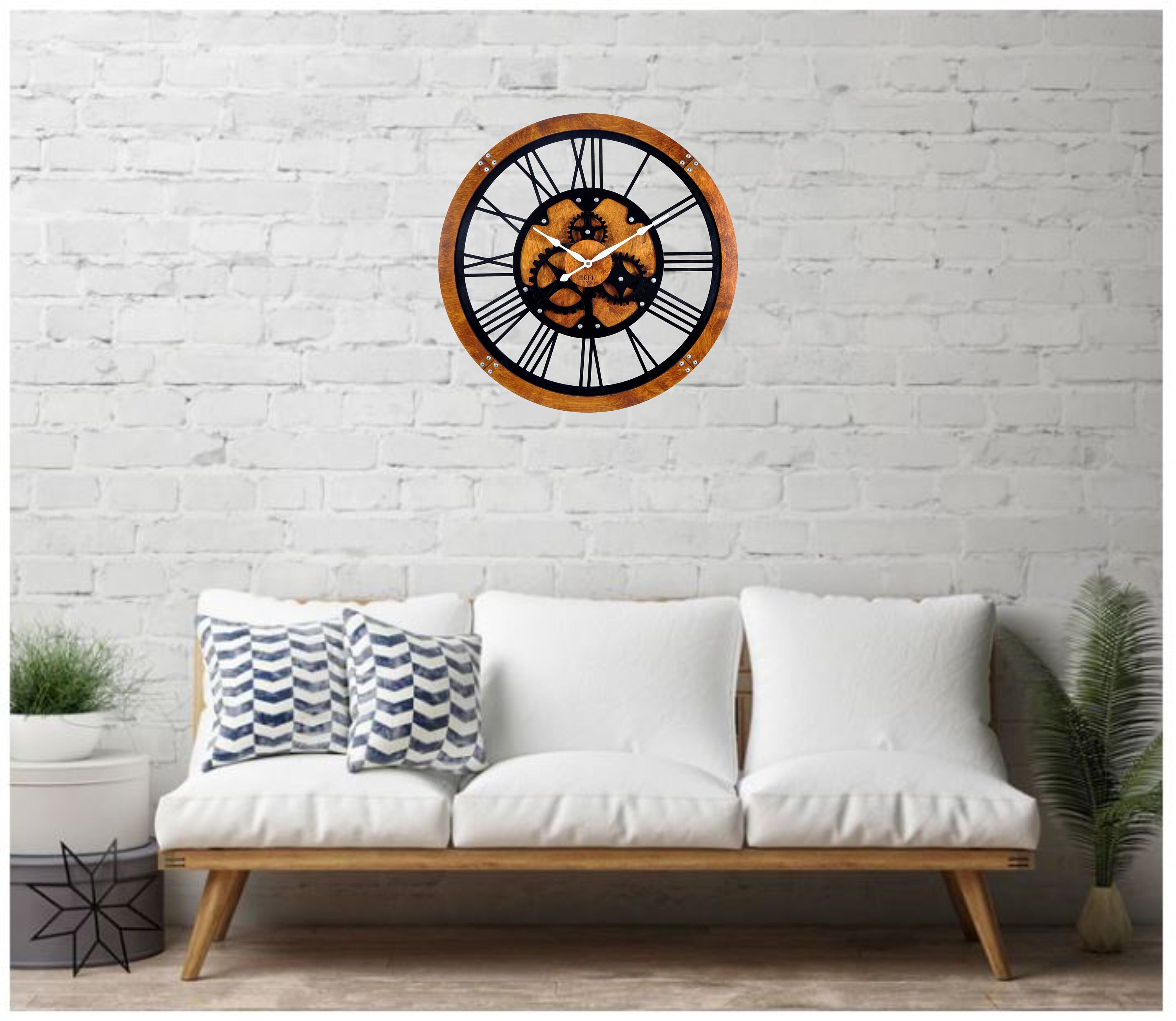 Handmade Steampunk Wooden Wall Clock: Vintage Gear Decor (24 Inch) - Etsy