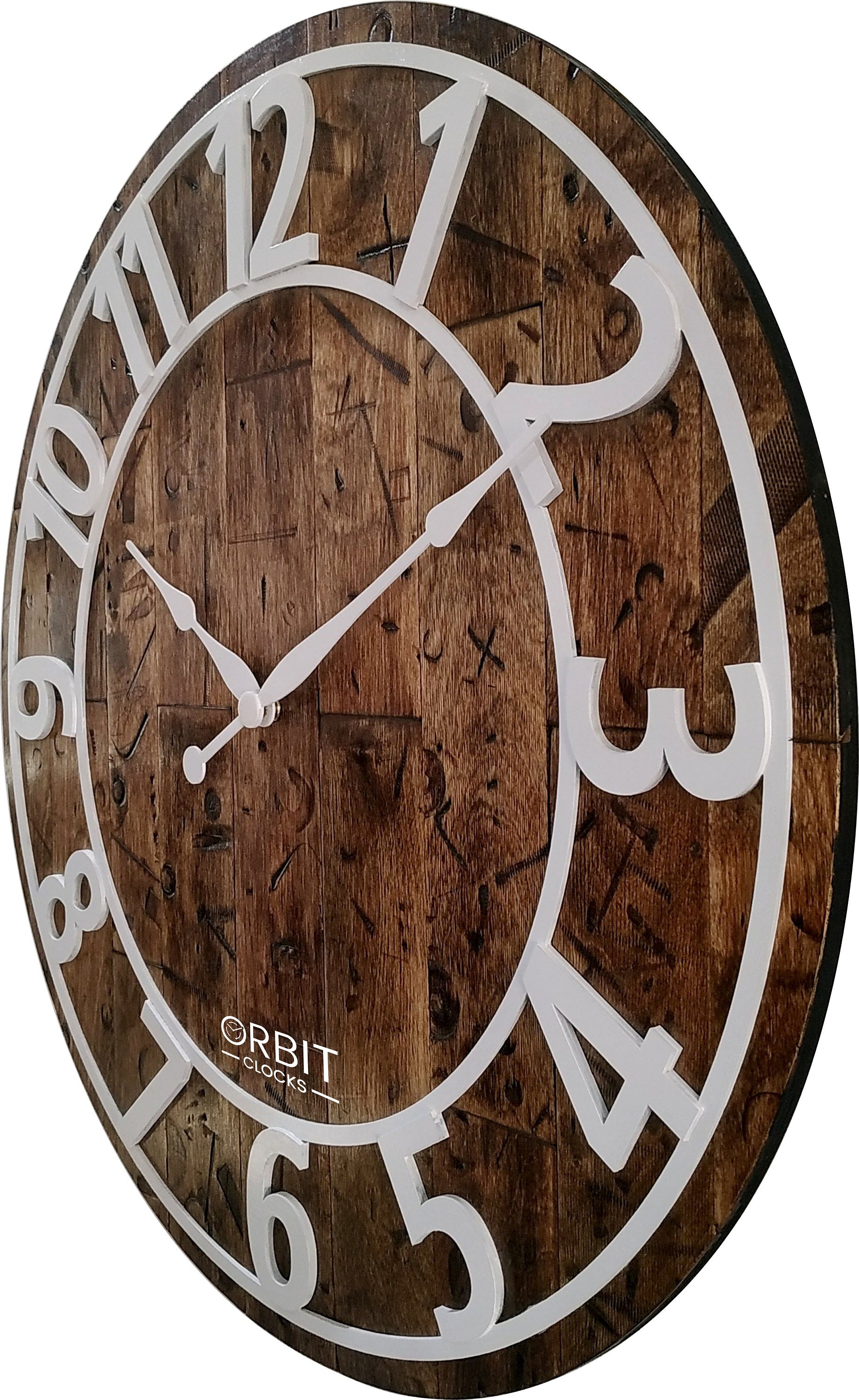 Orbit Clocks® Shiplap Farmhouse Wall Clock, American Crafted, Burned ...