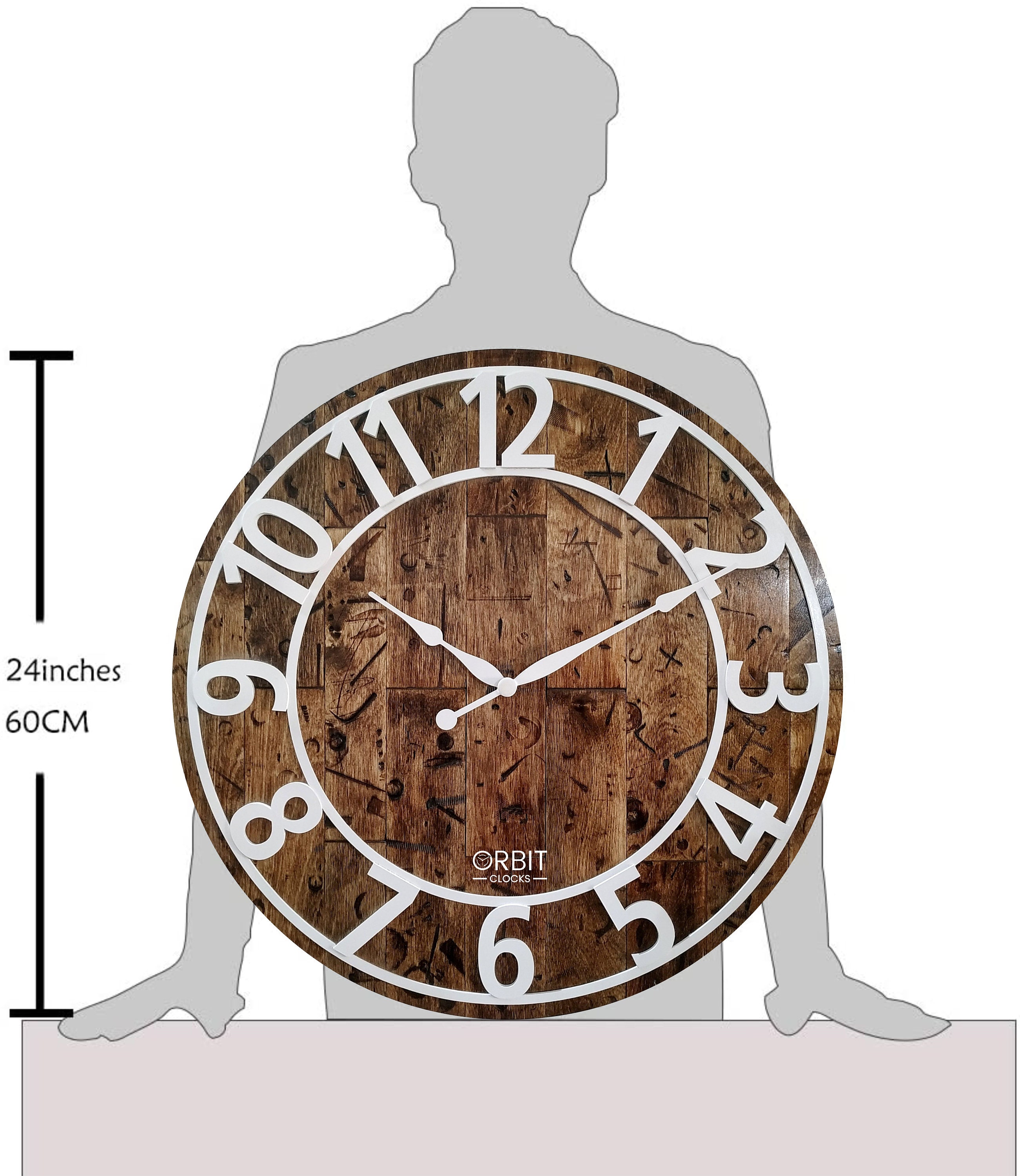 Orbit Clocks® Shiplap Farmhouse Wall Clock, American Crafted, Burned ...