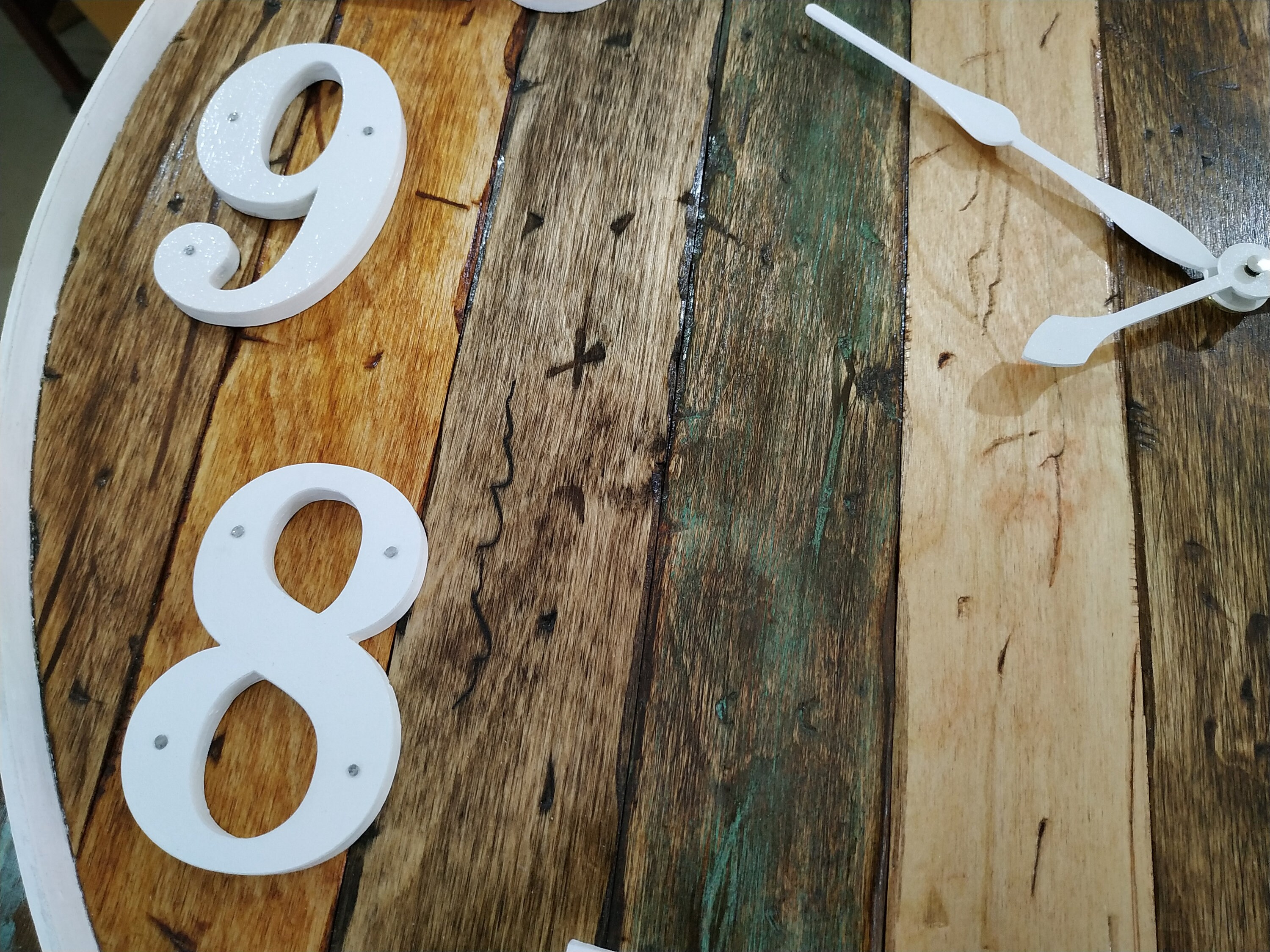 Orbit Clocks® Shiplap Farmhouse Wall Clock, American Crafted, White Rim ...