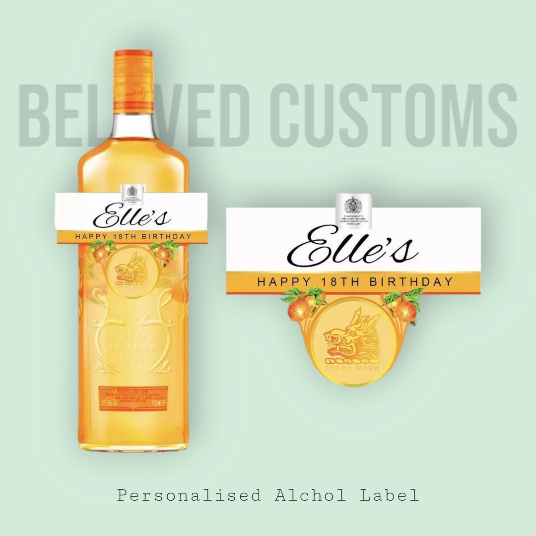 Personalised Gordon's Orange Gin Label, Custom Gin Label, Bottle ...