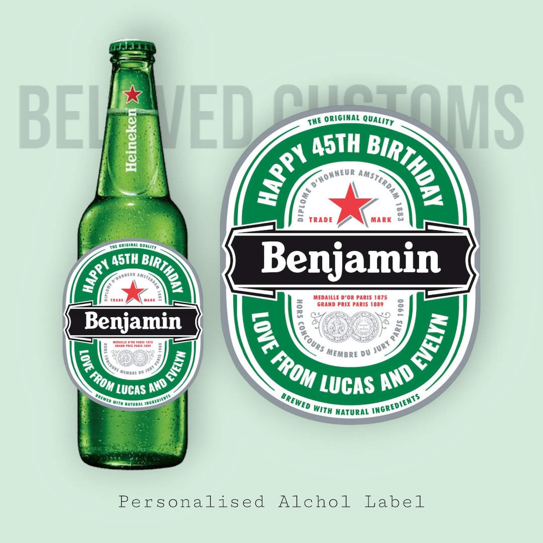 Custom Heineken Beer Label Sticker, Personalized Bottle Label ...