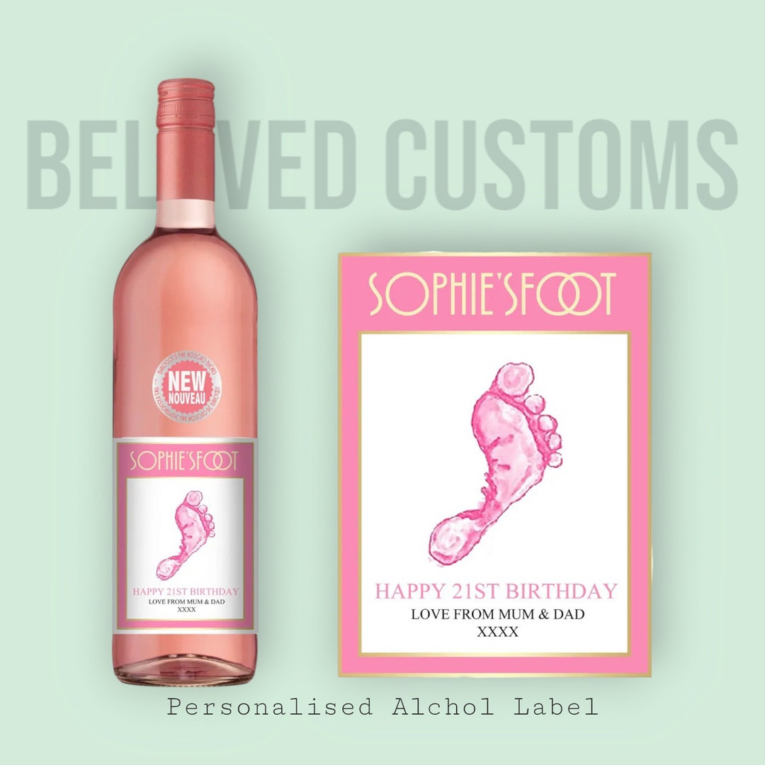 Personalised Barefoot Wine Label, Custom Wine Sticker, Wine Bottle ...