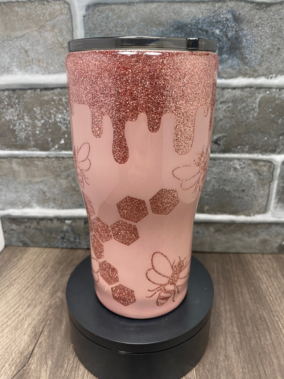 20oz. Curvy Rose Gold & Pink Honey Bee Peek-a-boo Epoxy - Etsy