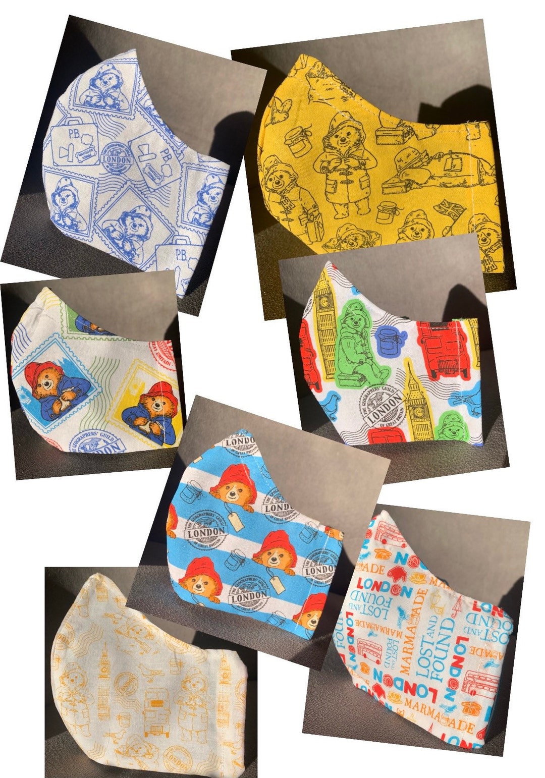 Paddington Bear Face Masks 100% Cotton With Lining & Filter Pocket ...