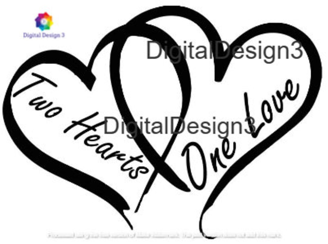 Two Hearts One Love PNG and Transparent Download - Etsy