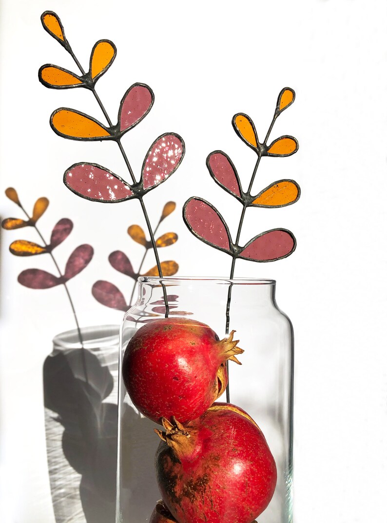 Everlasting Stained Glass Leaves Plant Suncatcher Home Decor Flower ...