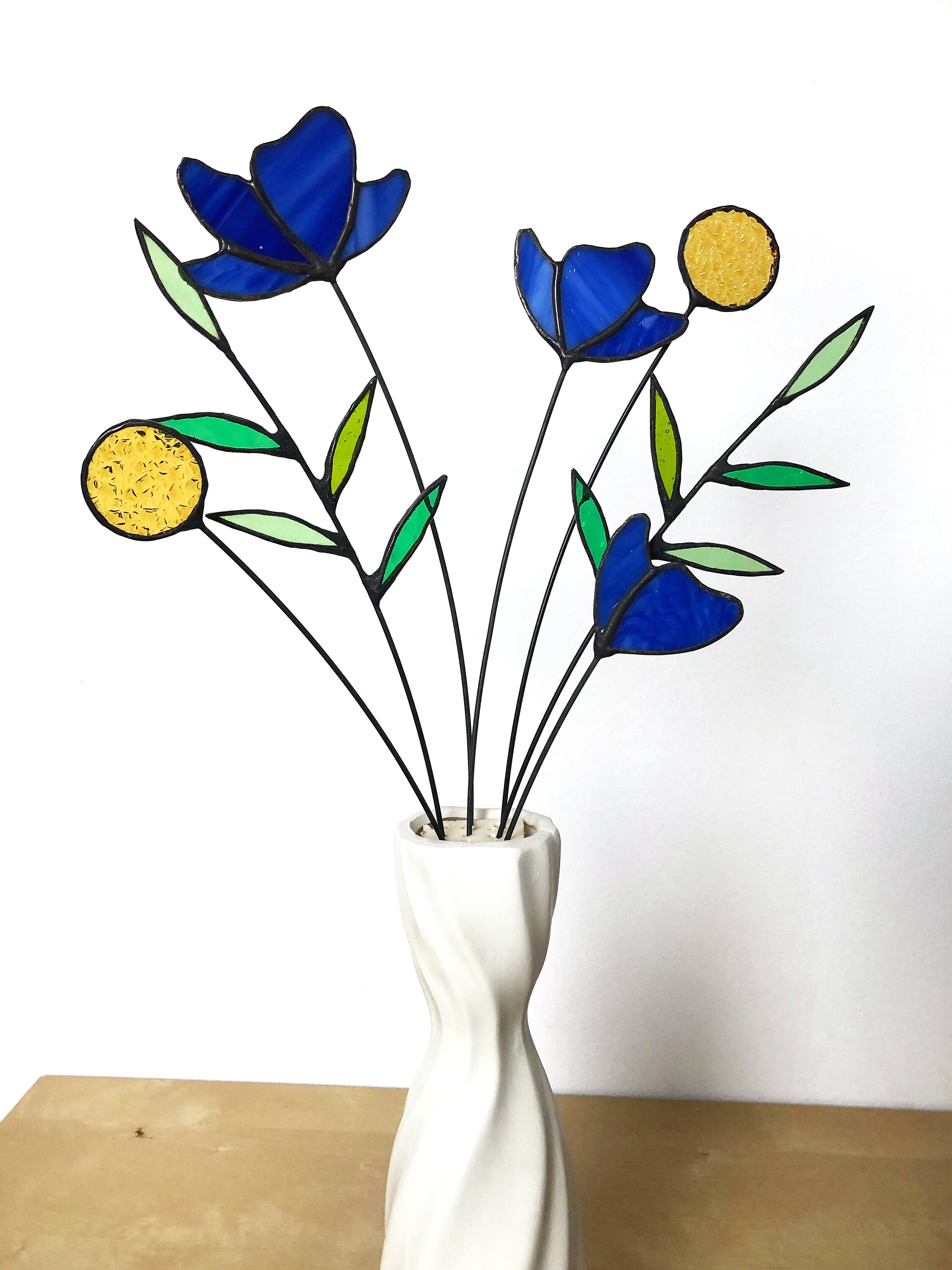 Stained Glass Wild Flower Bouquet Gift for Her Table Decor Everlasting ...