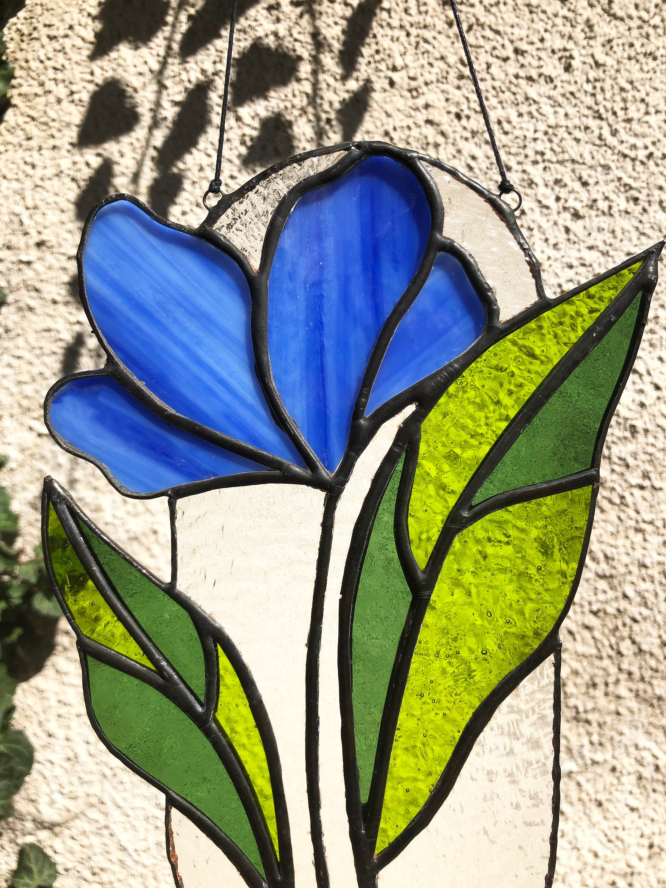 Blue Flower Stained Glass Window Hangings Mothers Day Gifts - Etsy