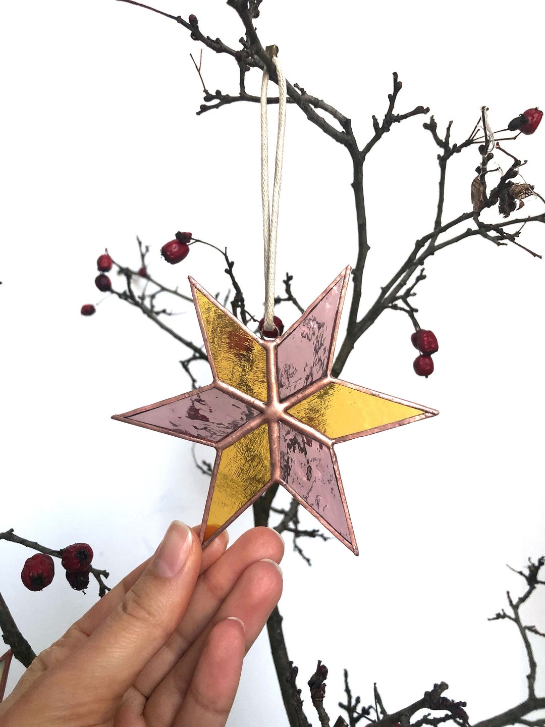 Stained Glass Star Suncatcher Minimal Snowflake Six-pointed Star ...