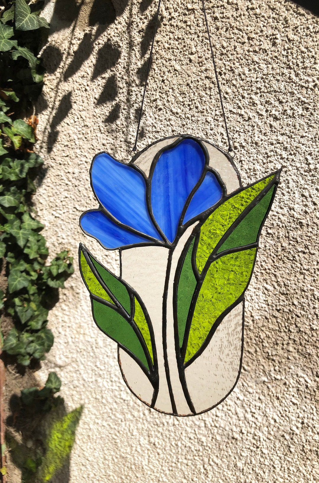 Blue Flower Stained Glass Window Hangings Mothers Day Gifts Magnolia ...