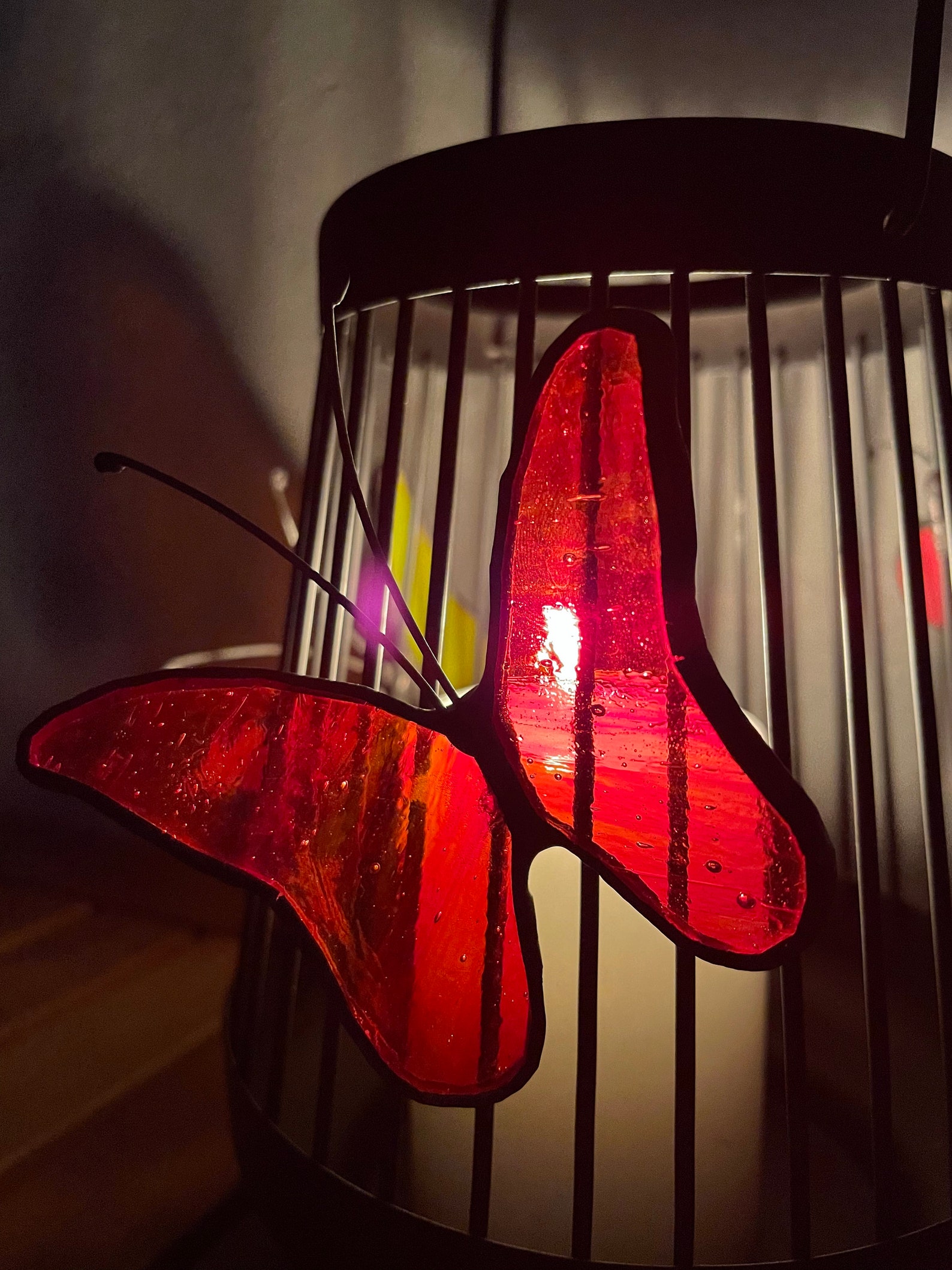 Stained Glass Lantern Red Modern Home Decor Yellow - Etsy