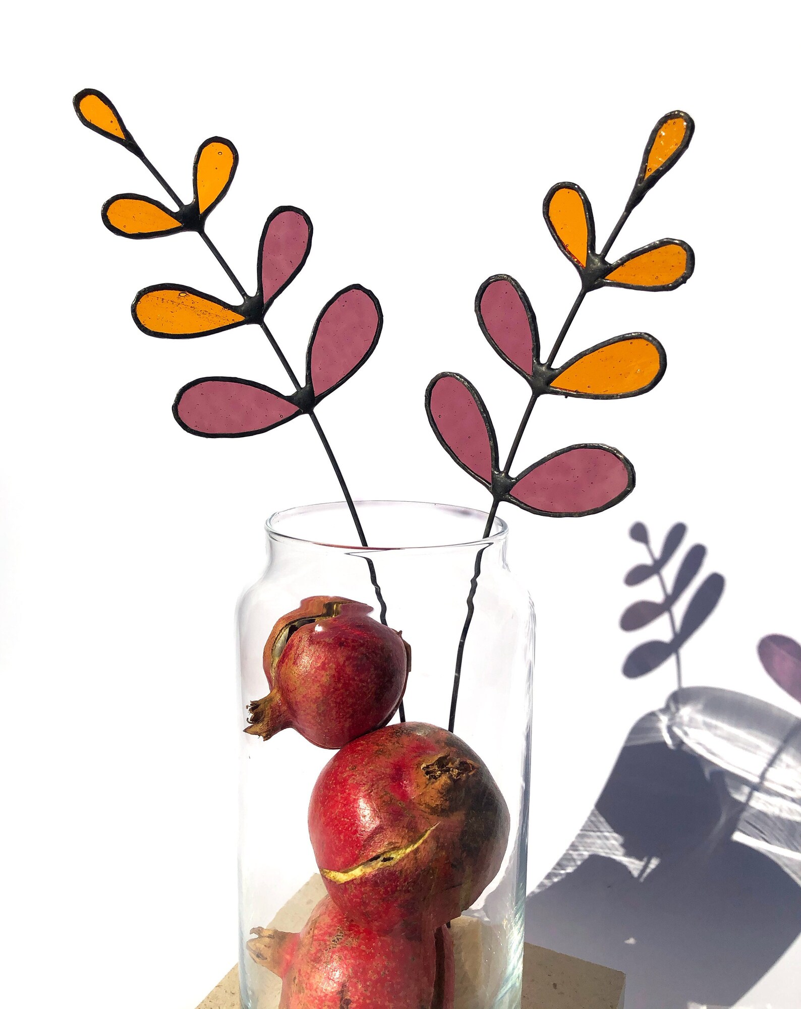Everlasting Stained Glass Leaves Plant Suncatcher Home Decor Flower ...