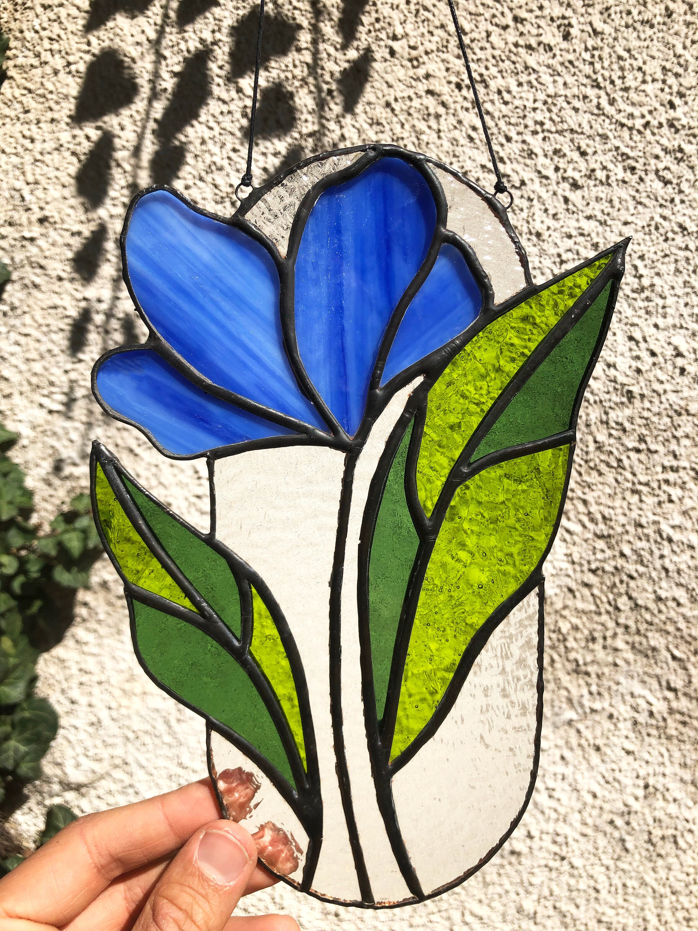 Blue Flower Stained Glass Window Hangings Mothers Day Gifts - Etsy
