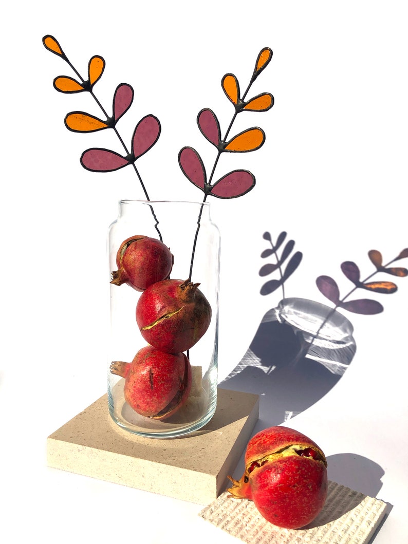 Everlasting Stained Glass Leaves Plant Suncatcher Home Decor Flower ...