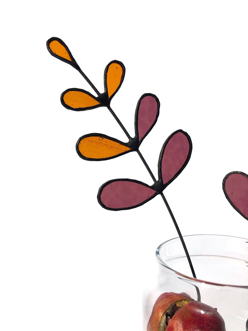 Everlasting Stained Glass Leaves Plant Suncatcher Home Decor Flower ...