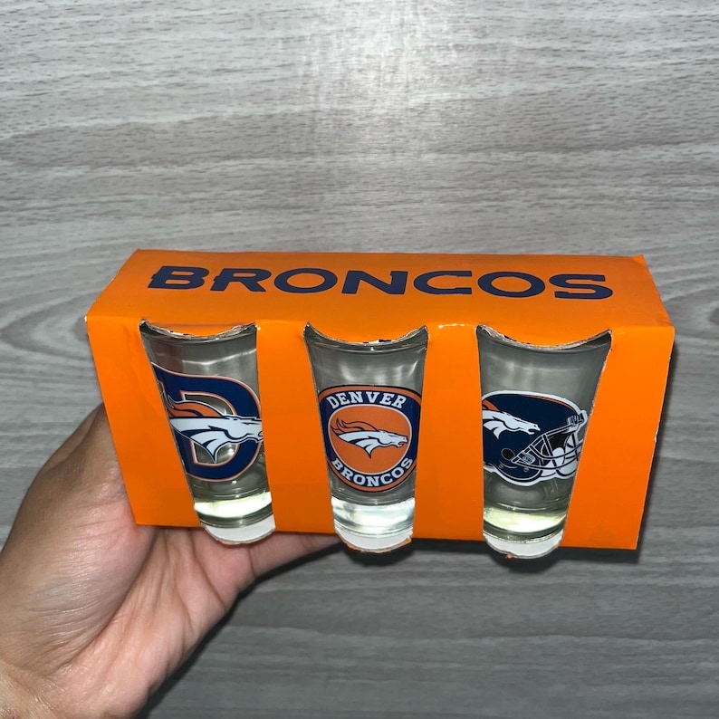 Denver Broncos Shot Glass Set: NFL Fan Gift, 3 Piece - Etsy