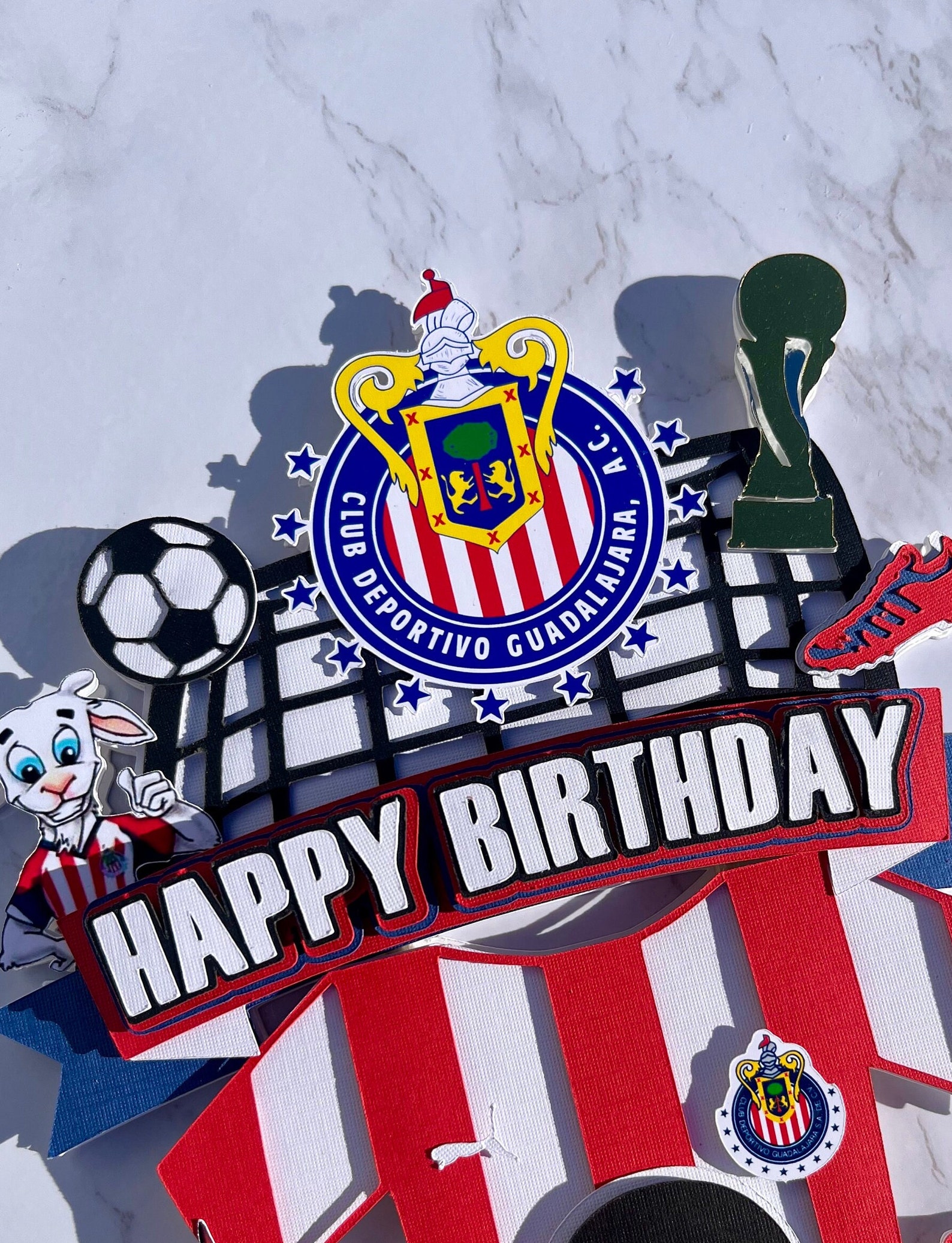 Chivas Birthday Cake Topper: 3D Soccer Party Decor - Etsy