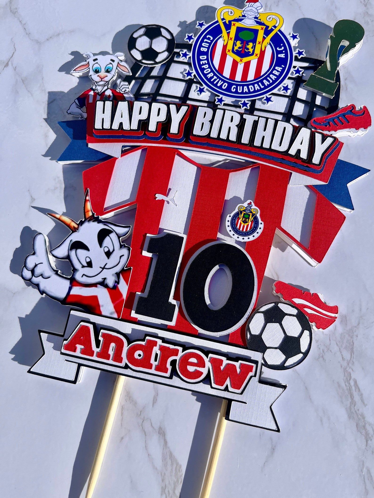 Chivas Birthday Cake Topper: 3D Soccer Party Decor - Etsy