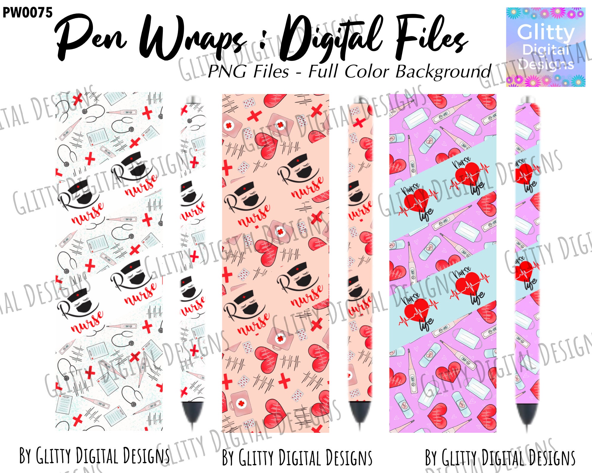 Nurse Life Pen Wraps PNG Set 2 - Health Care -waterslide Decals for ...