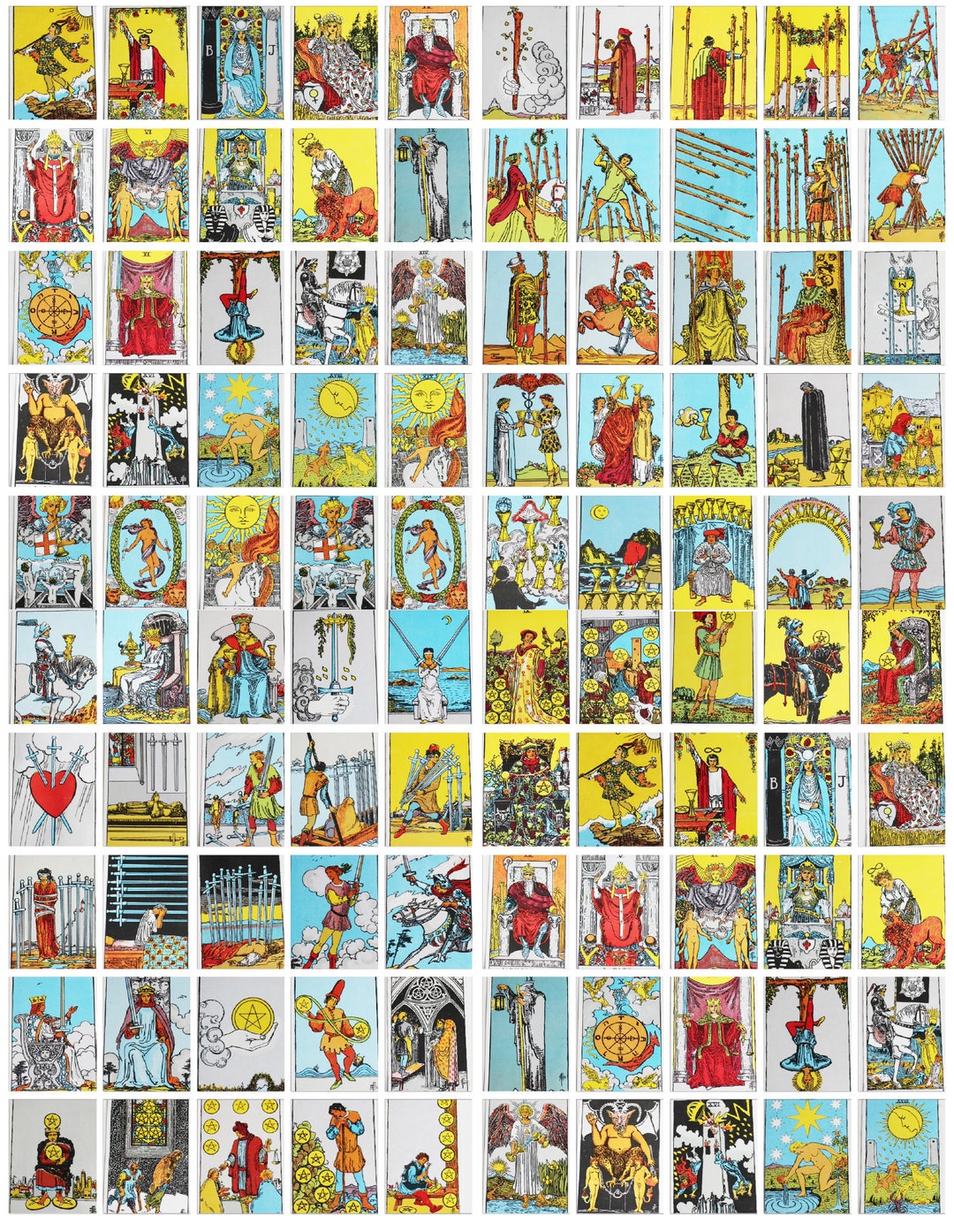 100 Rider Waite Smith Sticker Cards 1 X 78 22 Major Cards 19mm X 25mm 4 ...