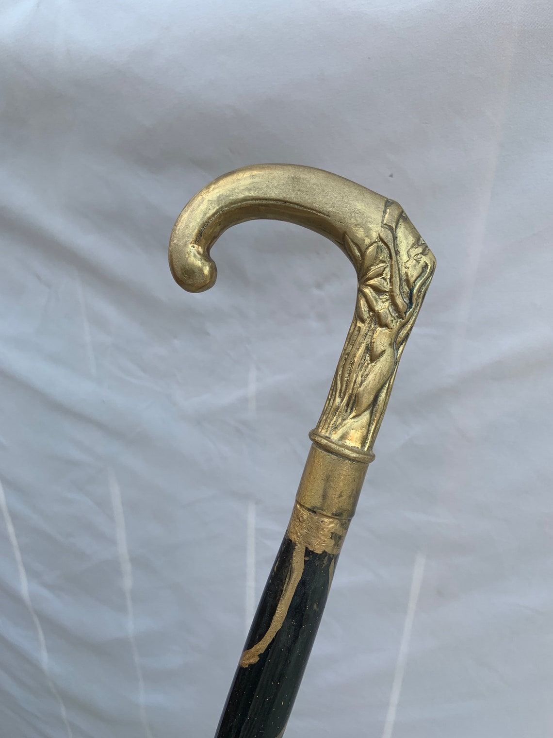 Walking Cane With Solid Brass Handle Etsy