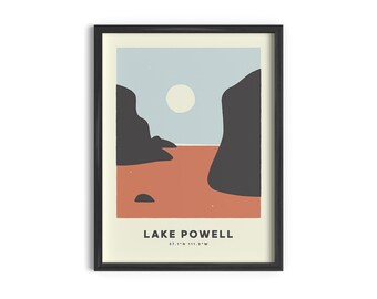 Wall Art Map Print of Lake Powell Utah - Etsy