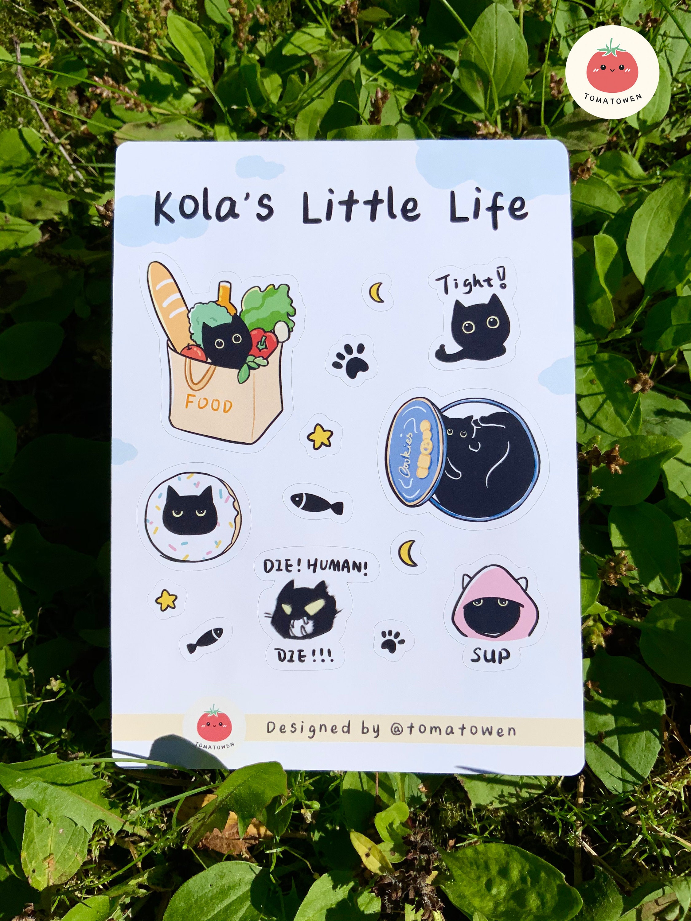 Kola's Little Life Funny Glossy Mini Sticker Sheet Cute Black Cat ...