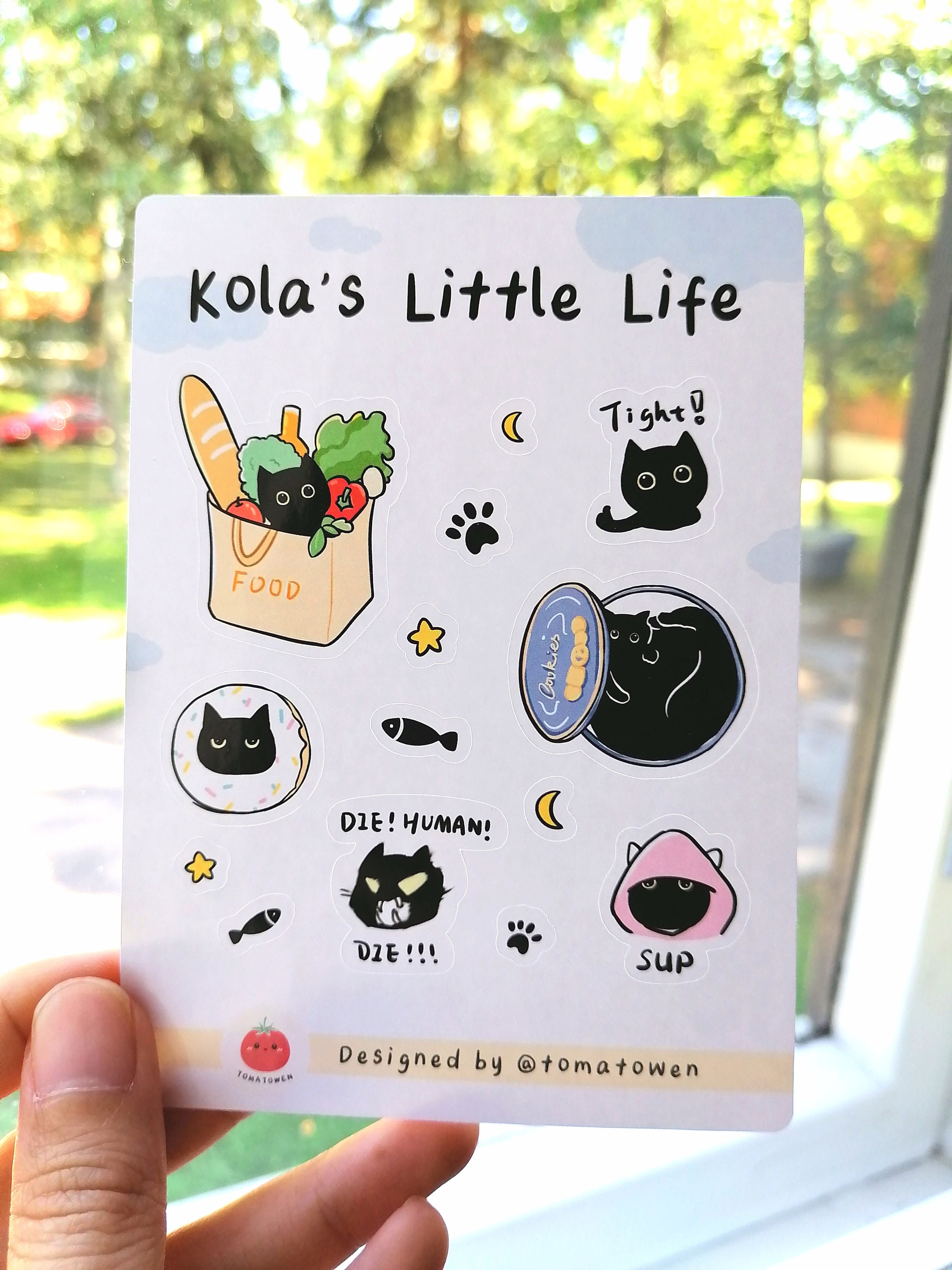 Kola's Little Life Funny Glossy Mini Sticker Sheet Cute Black Cat ...