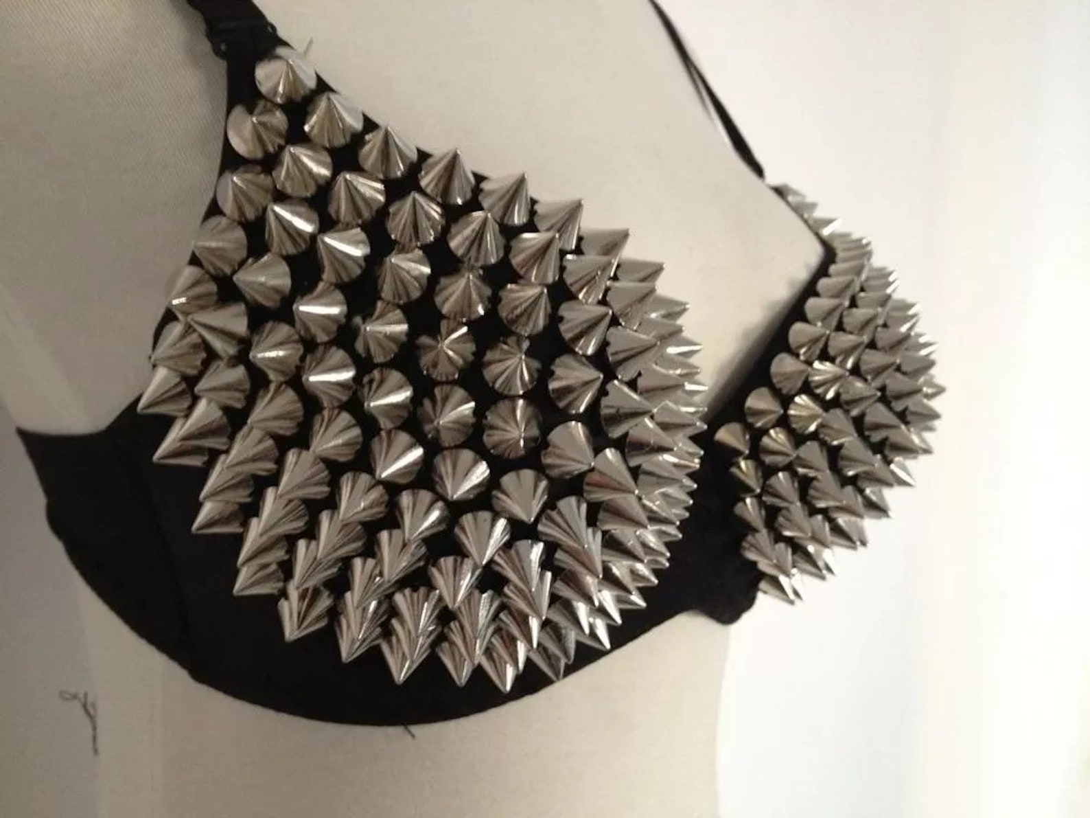 Silver metal studded bra for women / High-end metal spike bra | Etsy
