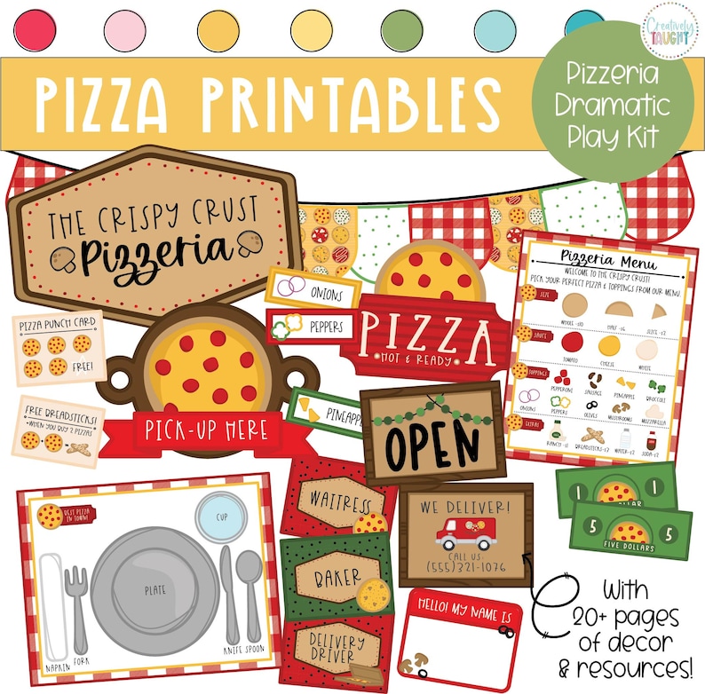 Pizza Shop Dramatic Play Kit: Printable Pizzeria Pretend Play (PDF ...