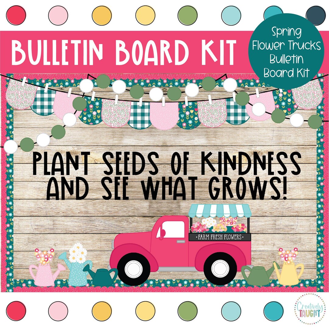 Spring Flowers - Flower Truck - March/april Bulletin Board Kit - Etsy