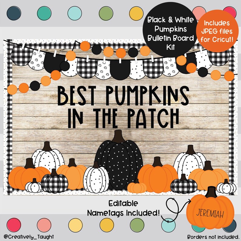 Black and White Pumpkins Fall Halloween Bulletin Board - Etsy