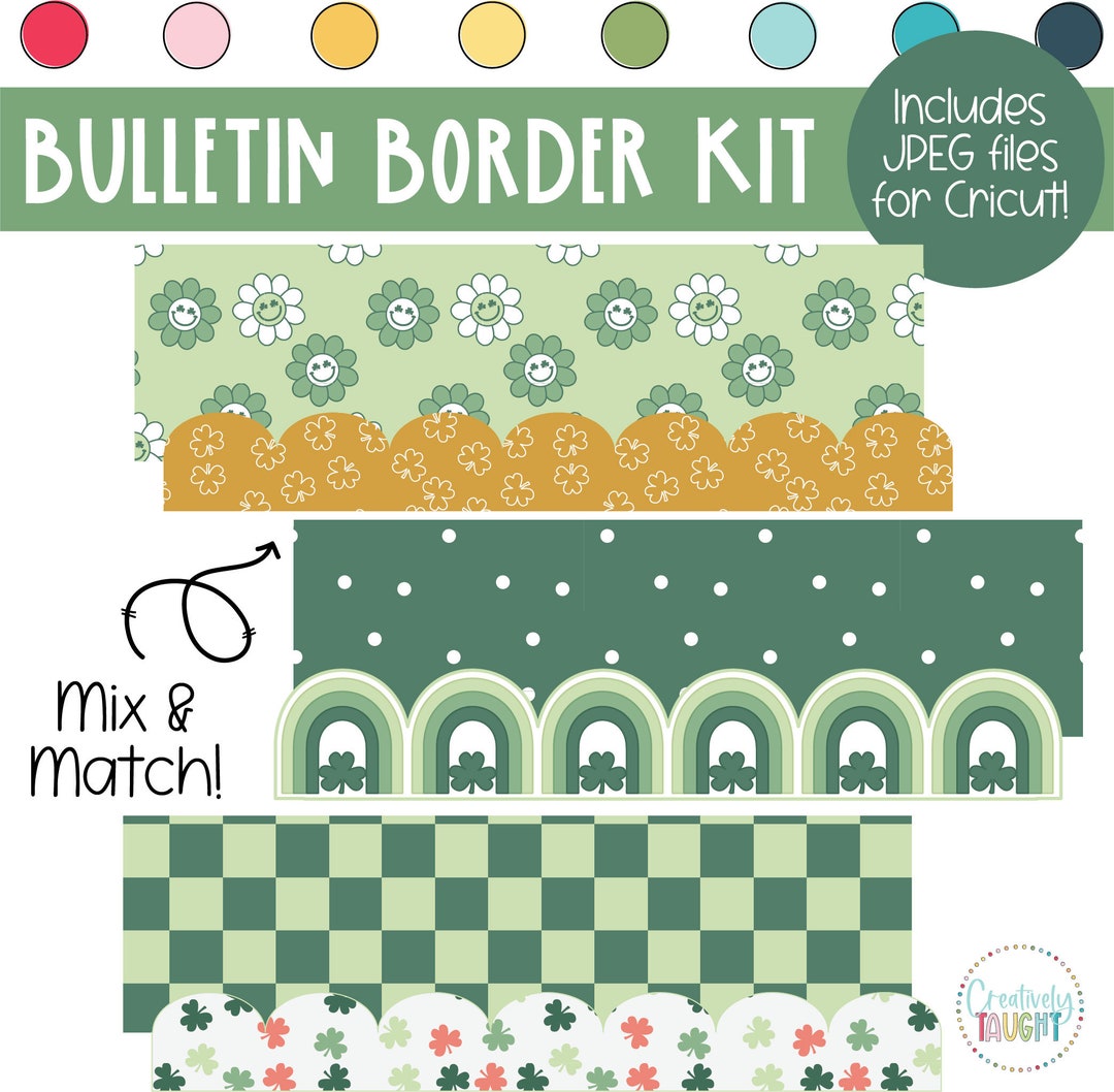 Groovy Greens - St. Patrick's Day - March Bulletin Board Borders - Etsy