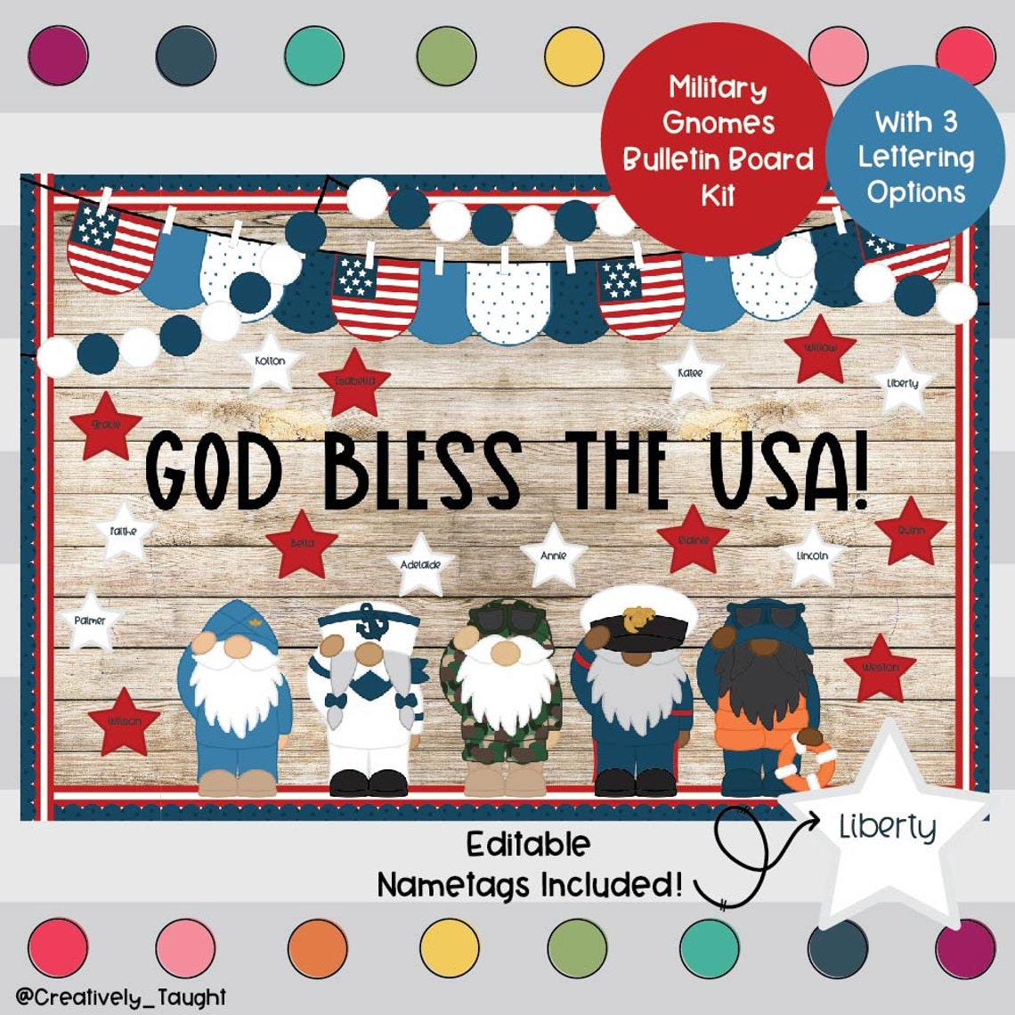 Memorial Day Gnomes Patriotic May Bulletin Board Kit - Etsy