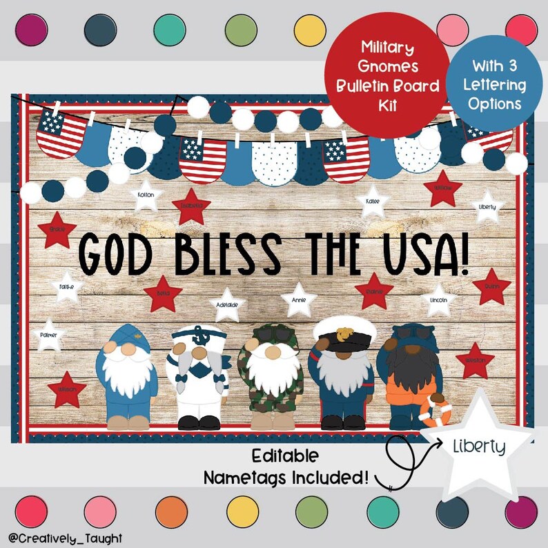 Memorial Day Gnomes Patriotic May Bulletin Board Kit - Etsy