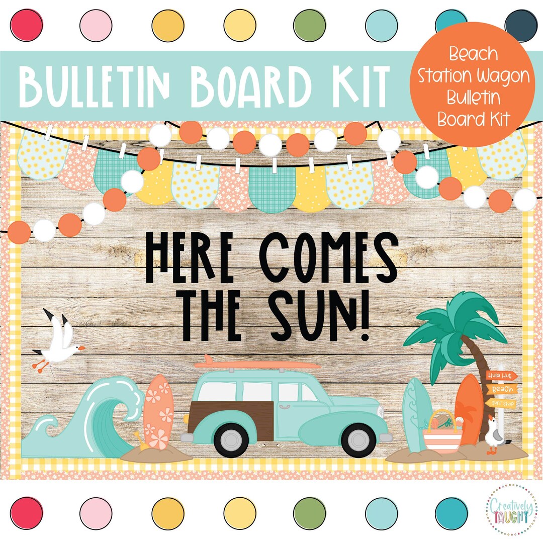 Surfing Station Wagon - Beach Truck - Summer Bulletin Board Kit - Etsy